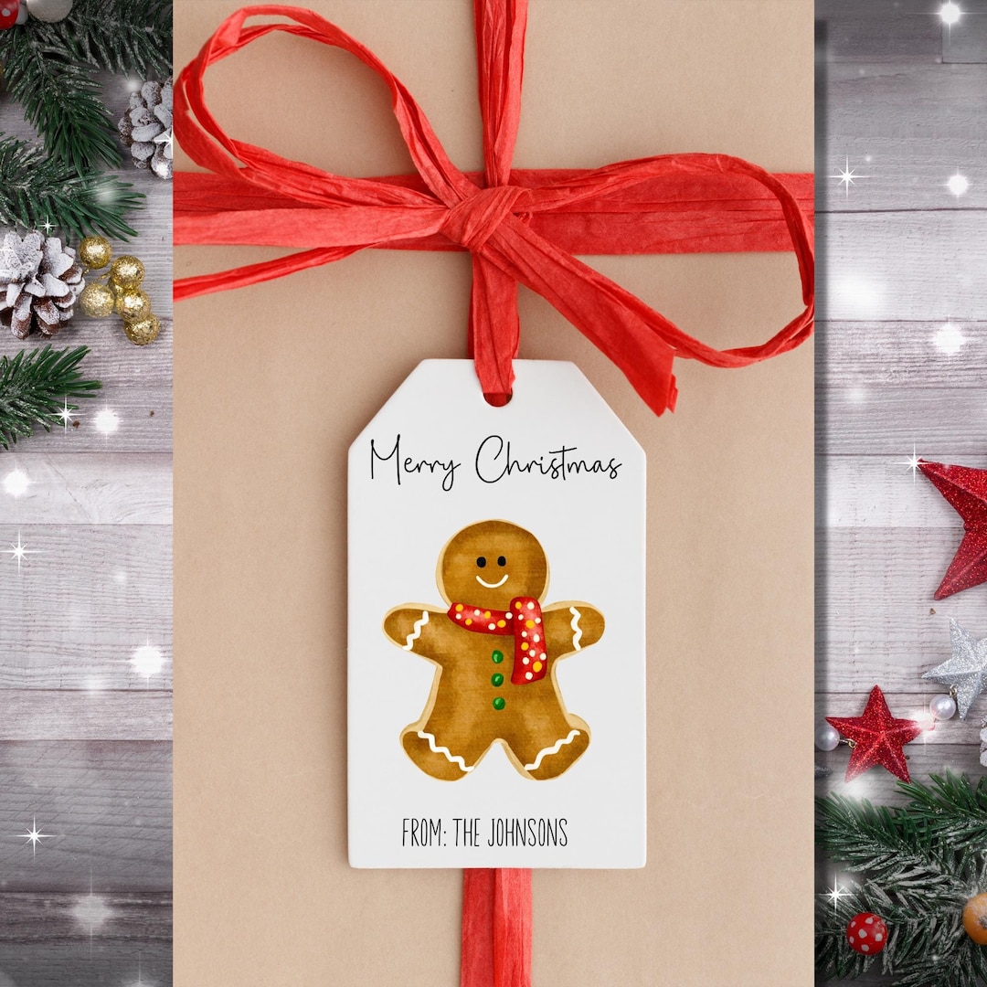 PRINTED Custom Christmas Gift Tags, Gingerbread Man Gift Tags ...