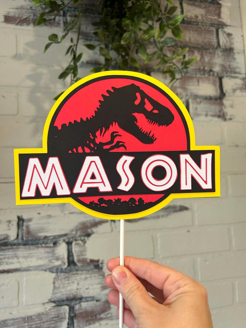 Personalized Jurassic Park Inspired Dinosaur Cake Topper – Custom Name ...