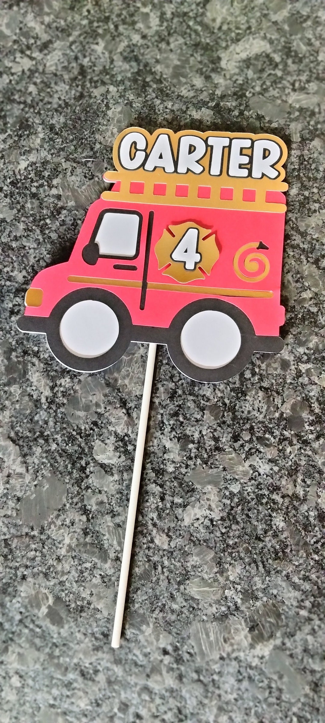 Firetruck Cake Topper, Fireman Party, Fire Fighter Theme, Fire Truck ...