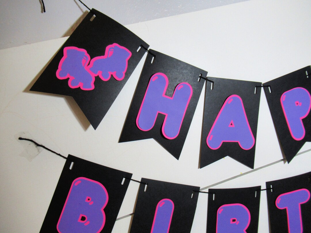 Roller Skate Banner - Roller Skating Birthday Party - Neon Theme - 80s ...