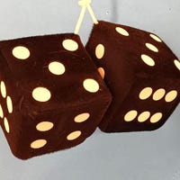 Burgundy Fuzzy Dice With White Dots and Chain or Cord / Car Accessories ...