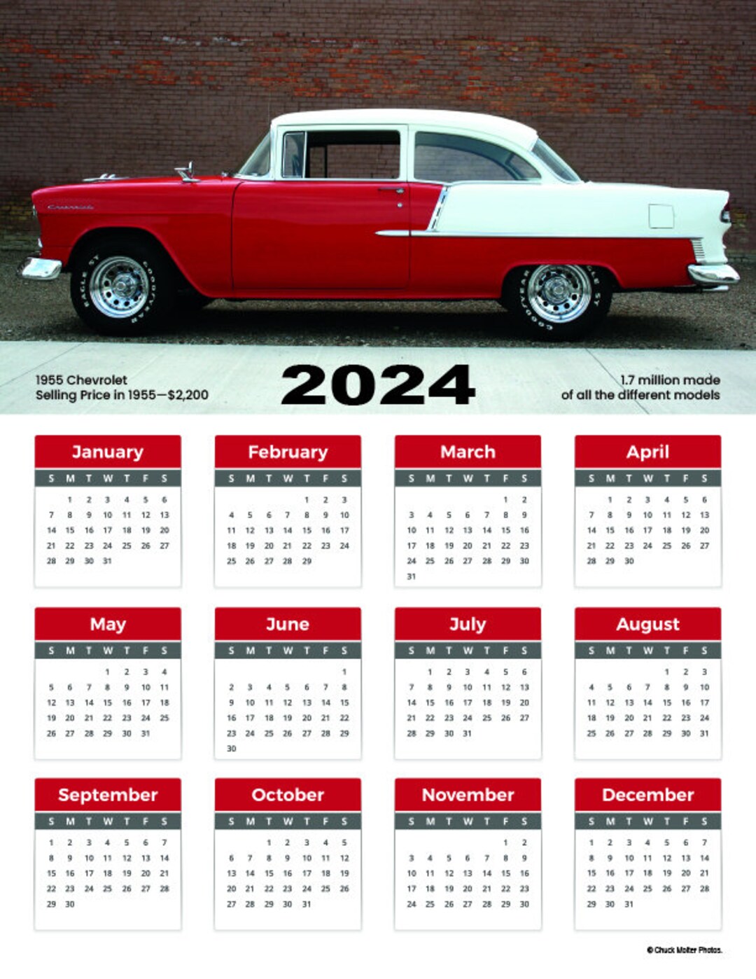 1955 Chevrolet 2024 Calendar 8.5 X 11 - Etsy