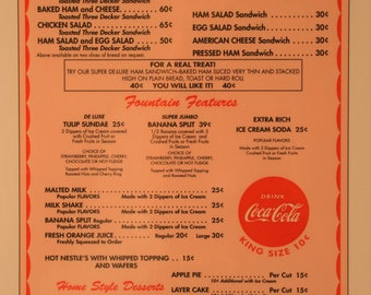 Woolworths Menu 1956