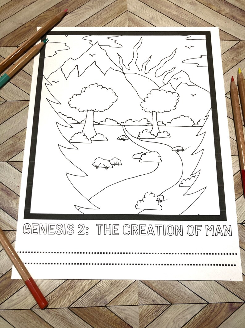 Genesis 2 the Creation of Man Coloring Page, Digital Download Coloring ...