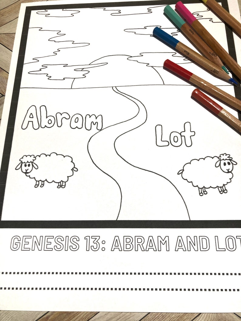 Genesis 13 Coloring Page - Abram and Lot | Printable Bible Study ...