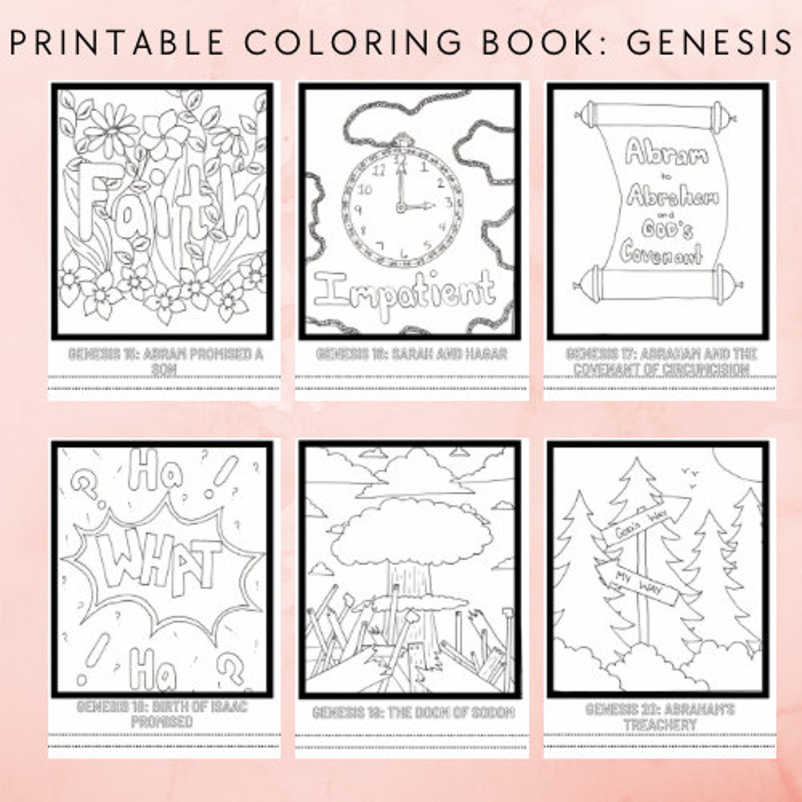 Genesis Coloring Book, Bible Study, Digital Download, Print at Home and ...
