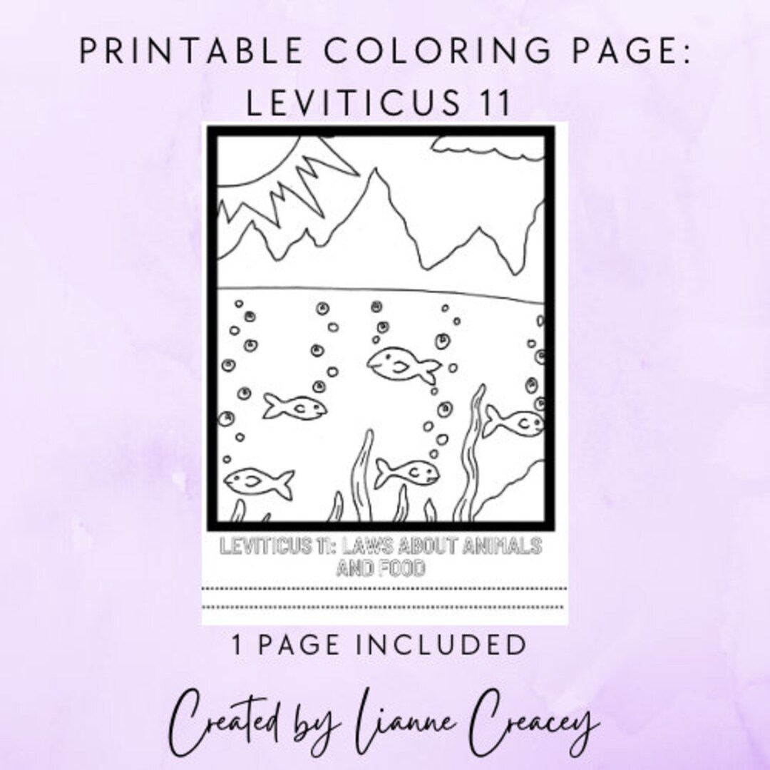 Leviticus 11: Laws About Animals and Food, Coloring Page, Digital ...