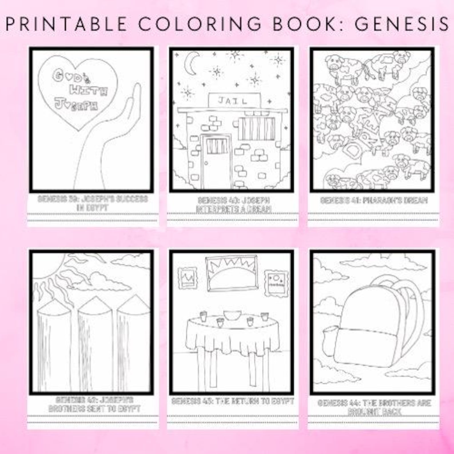 Genesis Coloring Book Bible Study Digital Download Hand-drawn Artwork ...