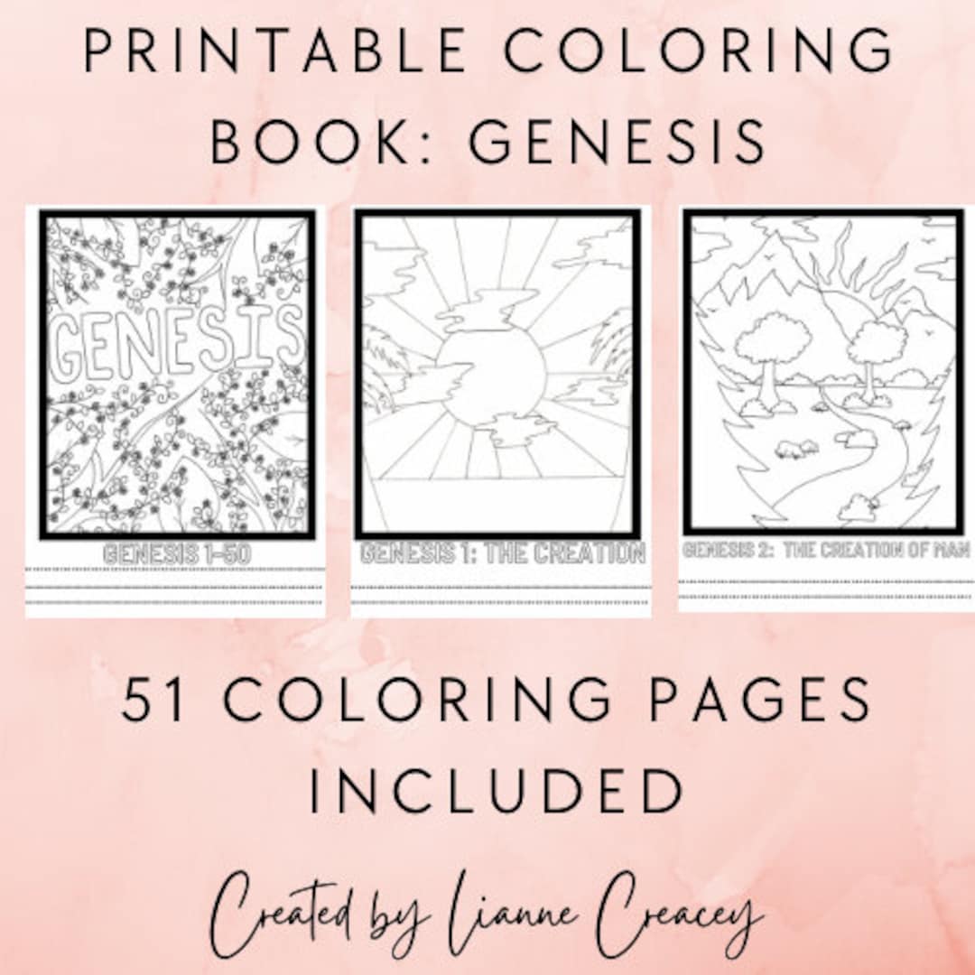 Genesis Coloring Book, Bible Study, Digital Download, Print at Home and ...
