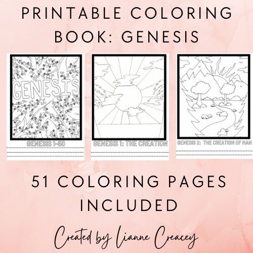 Genesis Coloring Book, Bible Study, Digital Download, Print at Home and ...