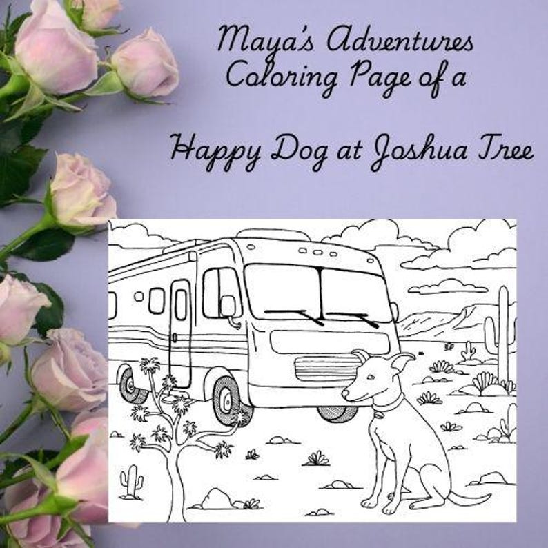 Dog Coloring Page in Joshua Tree Coloring Page, Digital Download, Print ...
