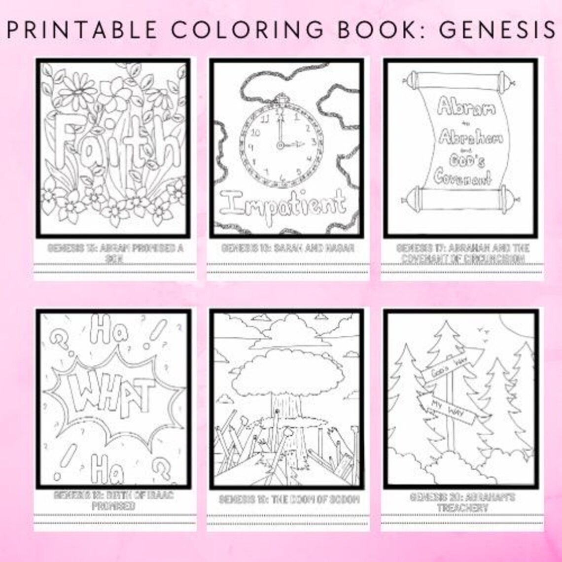 Genesis Coloring Book Bible Study Digital Download Hand-drawn Artwork ...