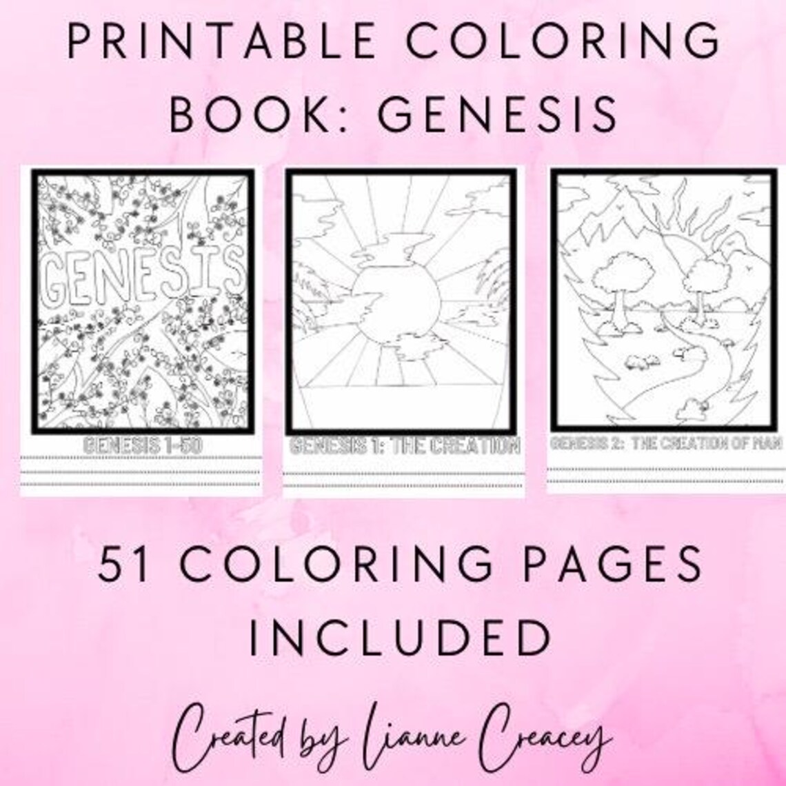 Genesis Coloring Book | Bible Study Digital Download | Hand-drawn ...