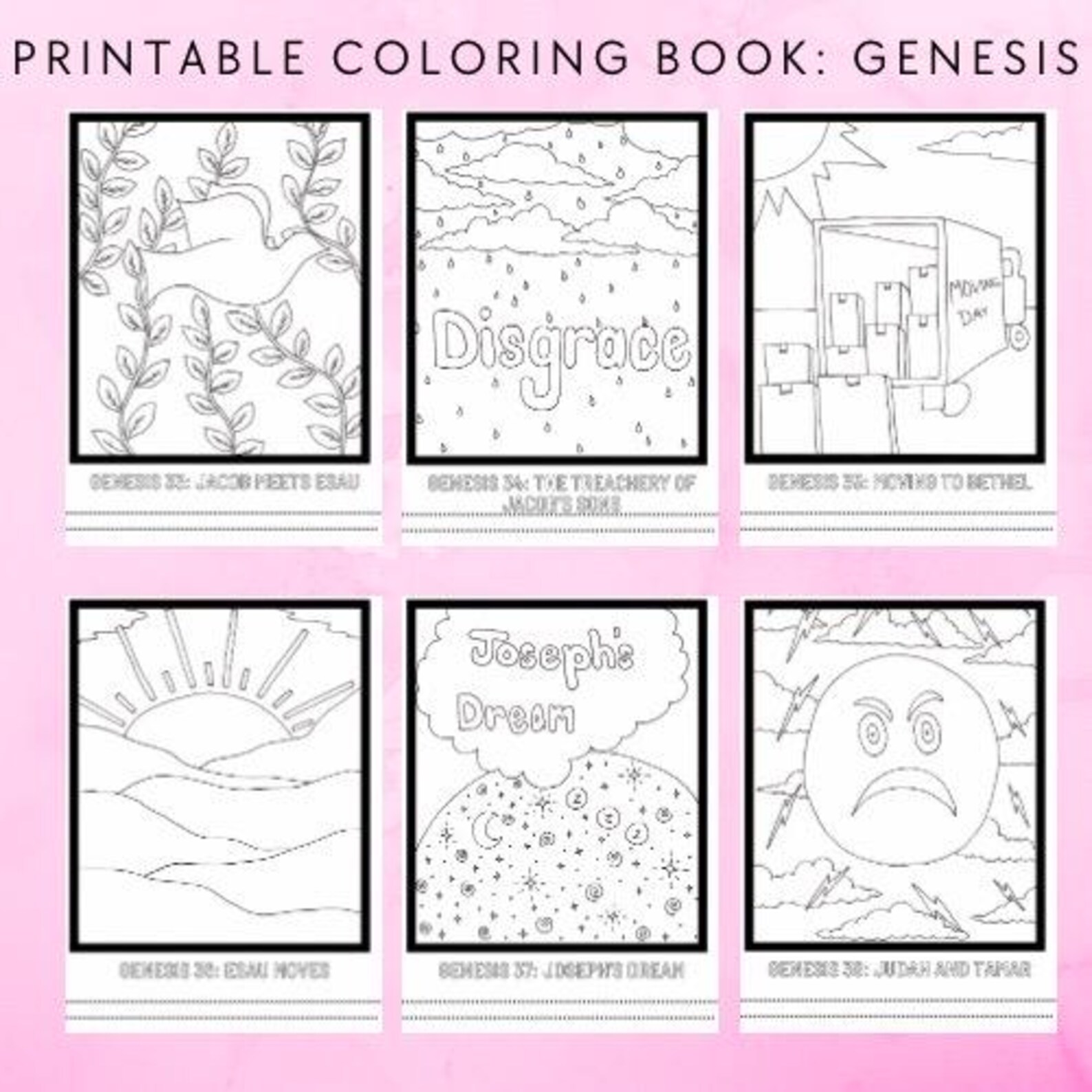 Genesis Coloring Book Bible Study Digital Download Hand-drawn Artwork ...