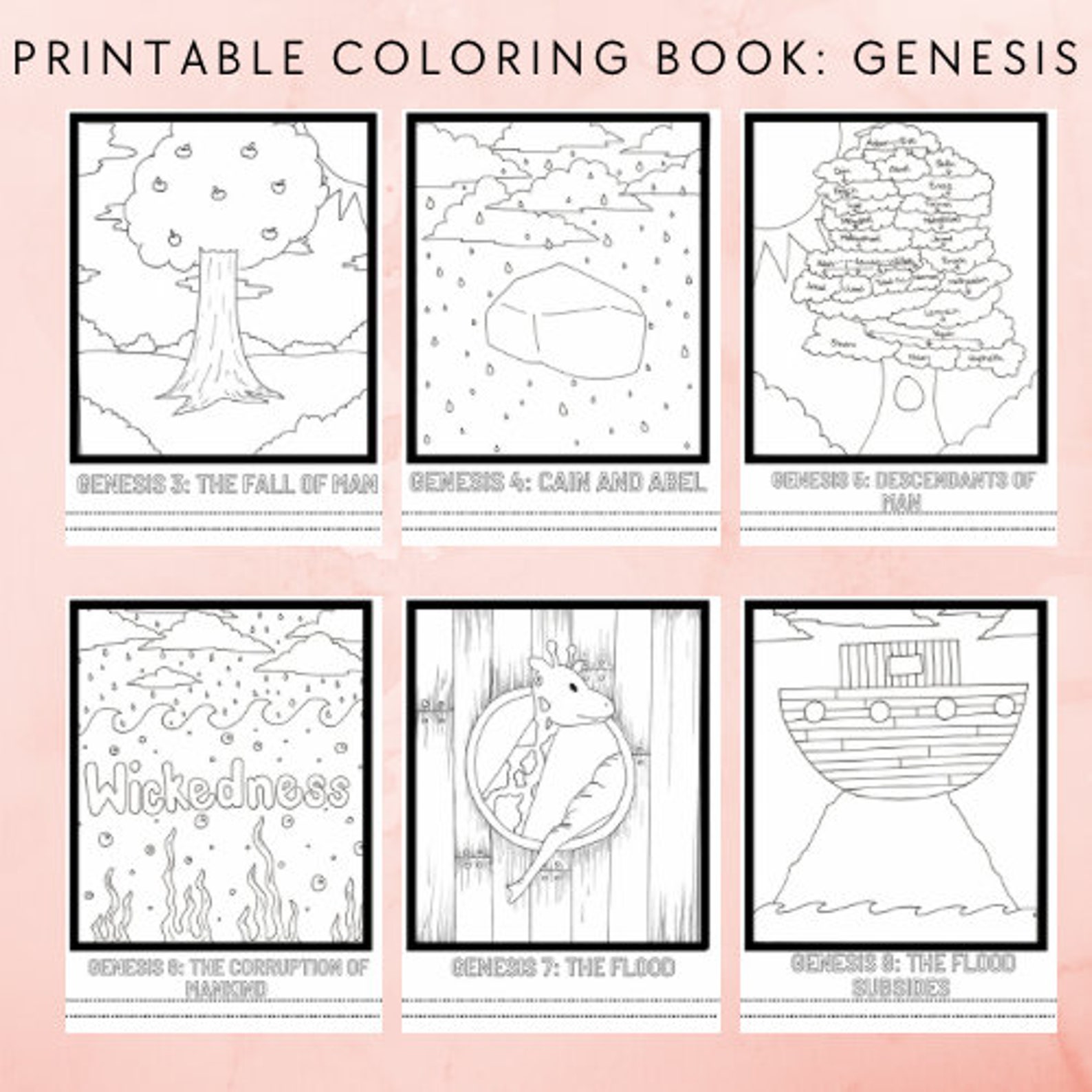 Genesis Coloring Book, Bible Study, Digital Download, Print at Home and ...