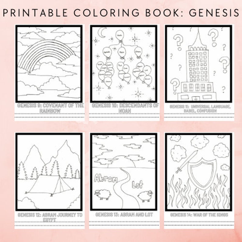Genesis Coloring Book, Bible Study, Digital Download, Print at Home and ...