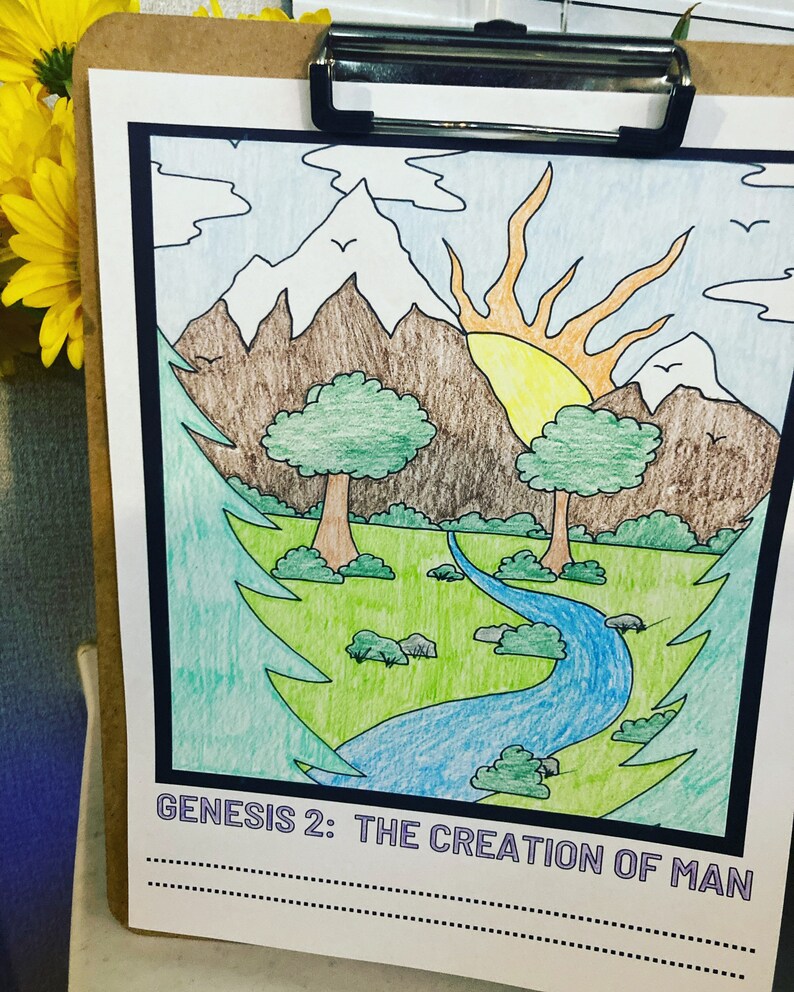 Genesis 2 the Creation of Man Coloring Page, Digital Download Coloring ...