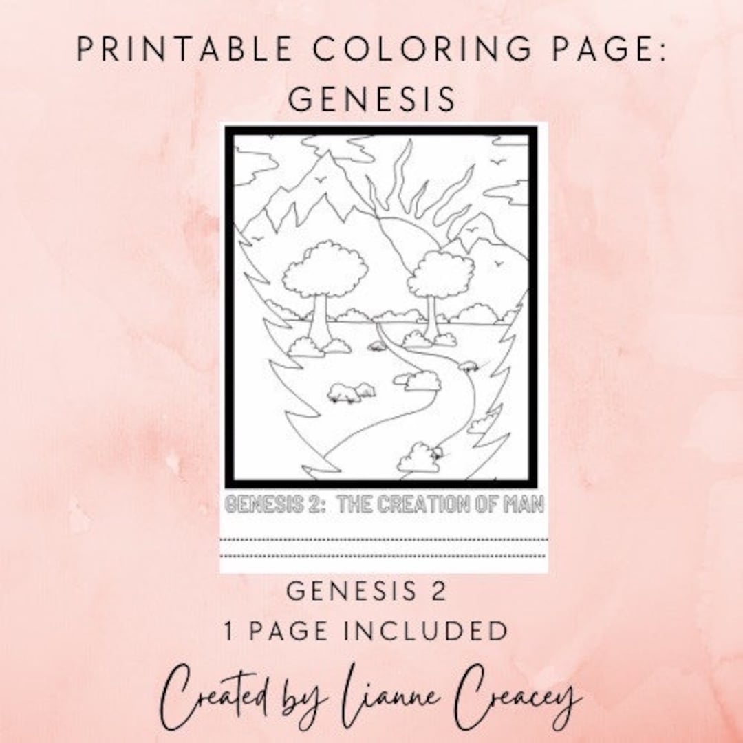 Genesis 2 the Creation of Man Coloring Page, Digital Download Coloring ...