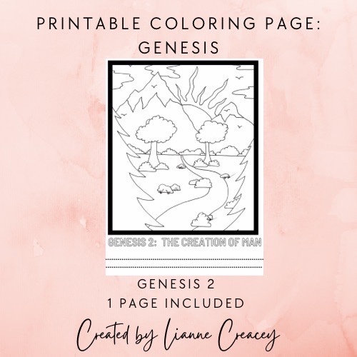 Genesis 2 the Creation of Man Coloring Page, Digital Download Coloring ...