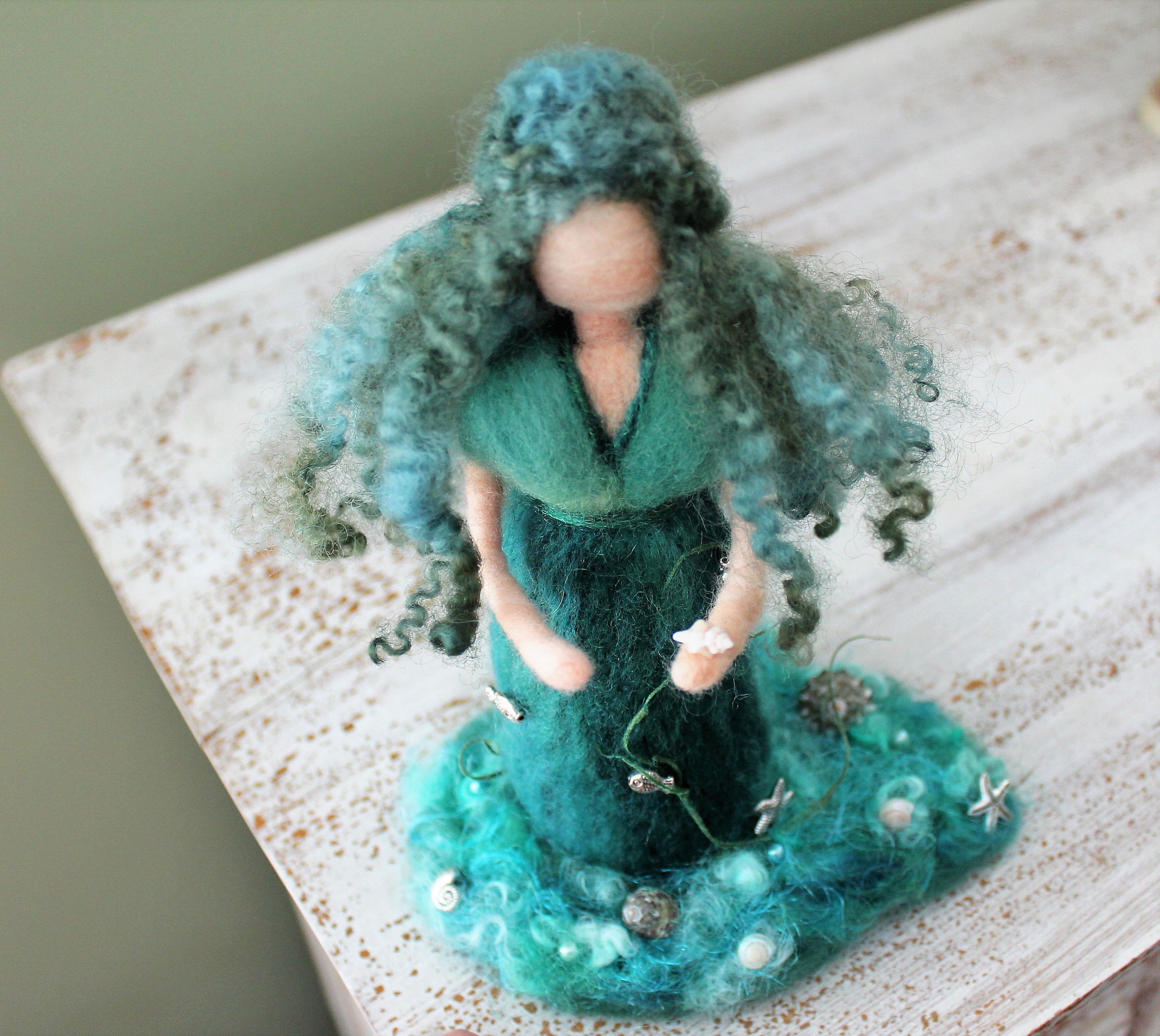 Needle Felted Fairy Doll Summer Seas, Whimsical Felted Doll, Art ...
