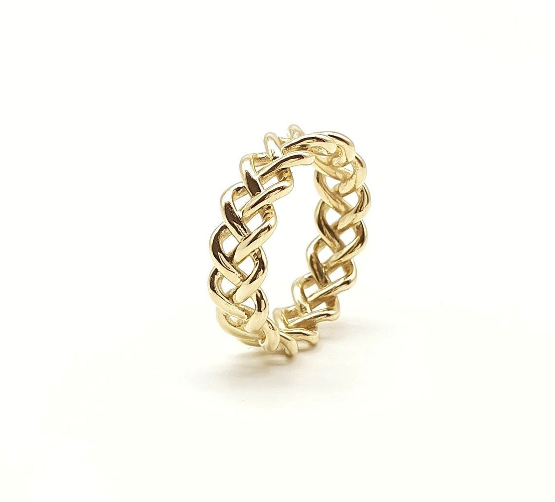 14k Solid Gold Braid Ring | Etsy