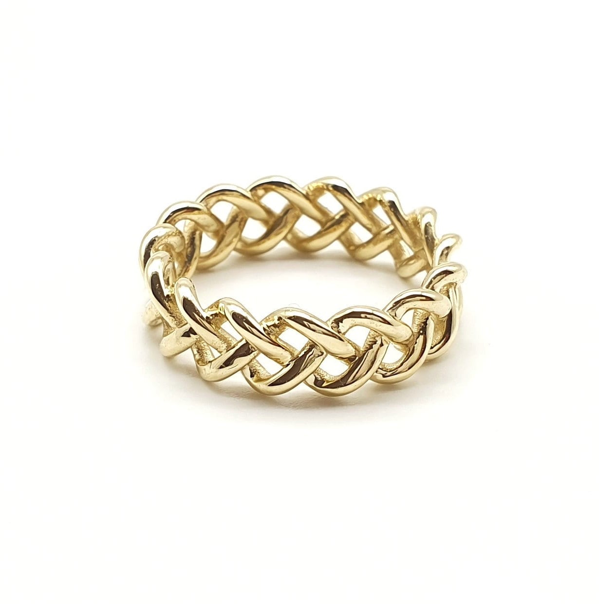 14k solid gold braid ring | Etsy