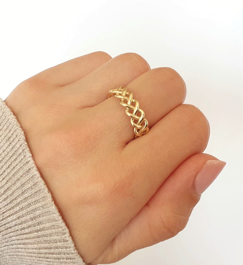 14k Solid Gold Braid Ring - Etsy