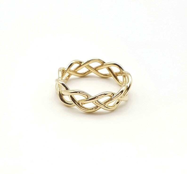14k Solid Gold Braid Ring - Etsy