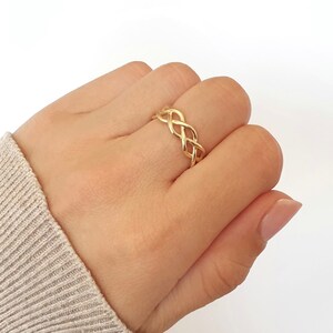 14k Solid Gold Braid Ring - Etsy