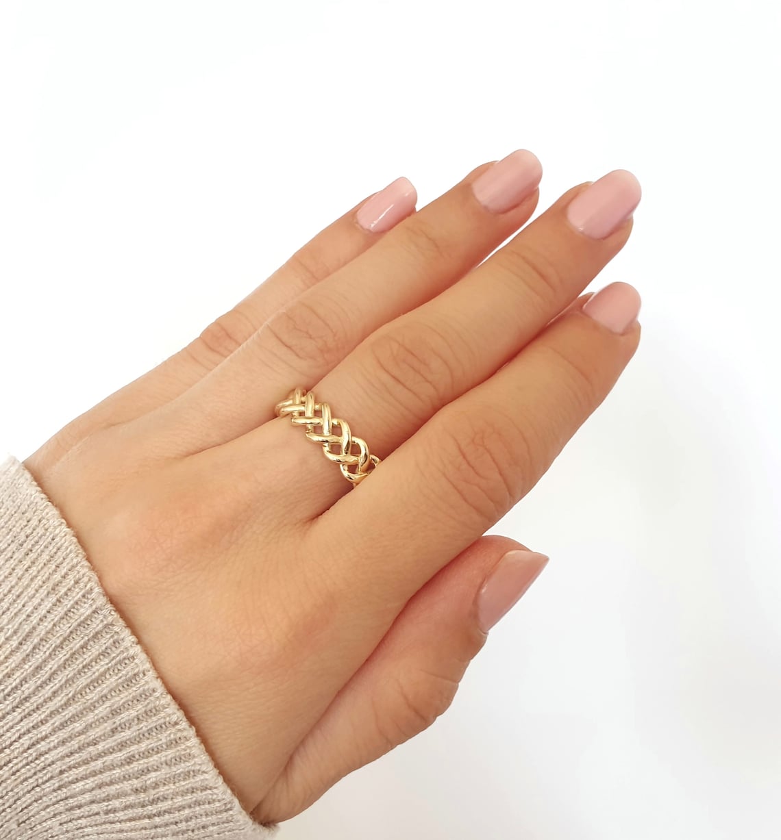 14k Solid Gold Braid Ring | Etsy