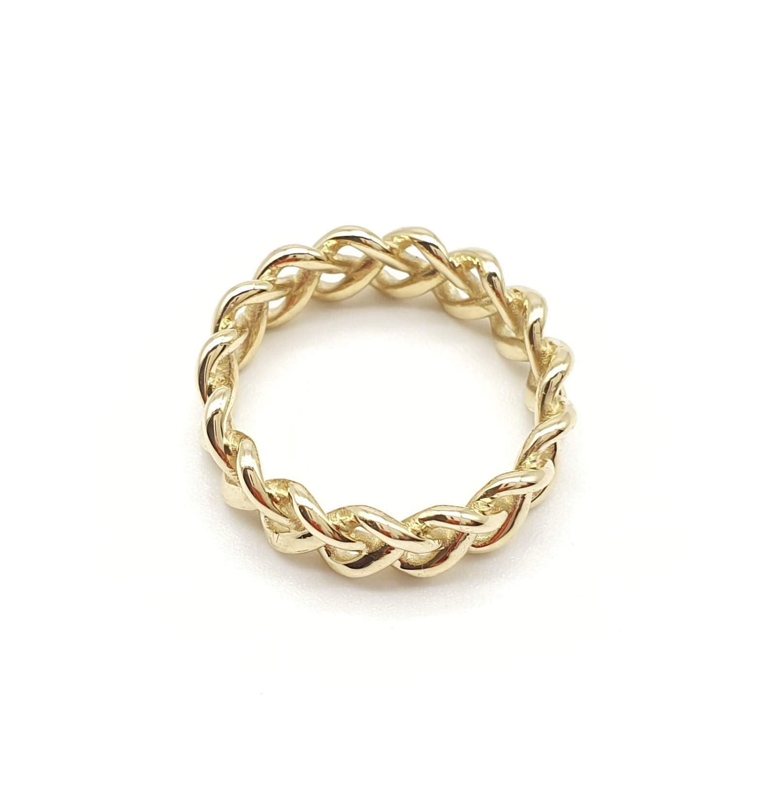 14k Solid Gold Braid Ring - Etsy