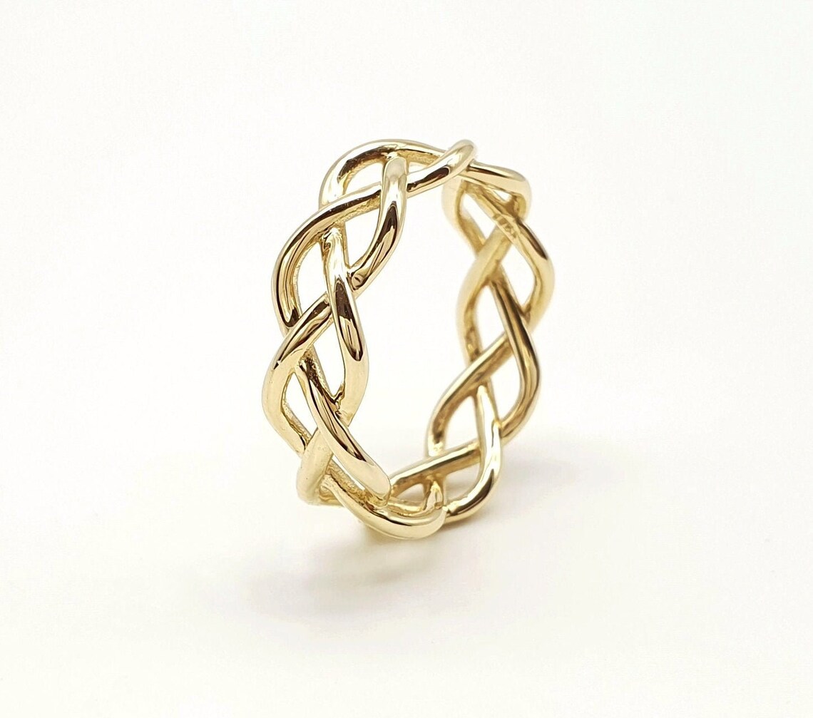 14k solid gold braid ring | Etsy
