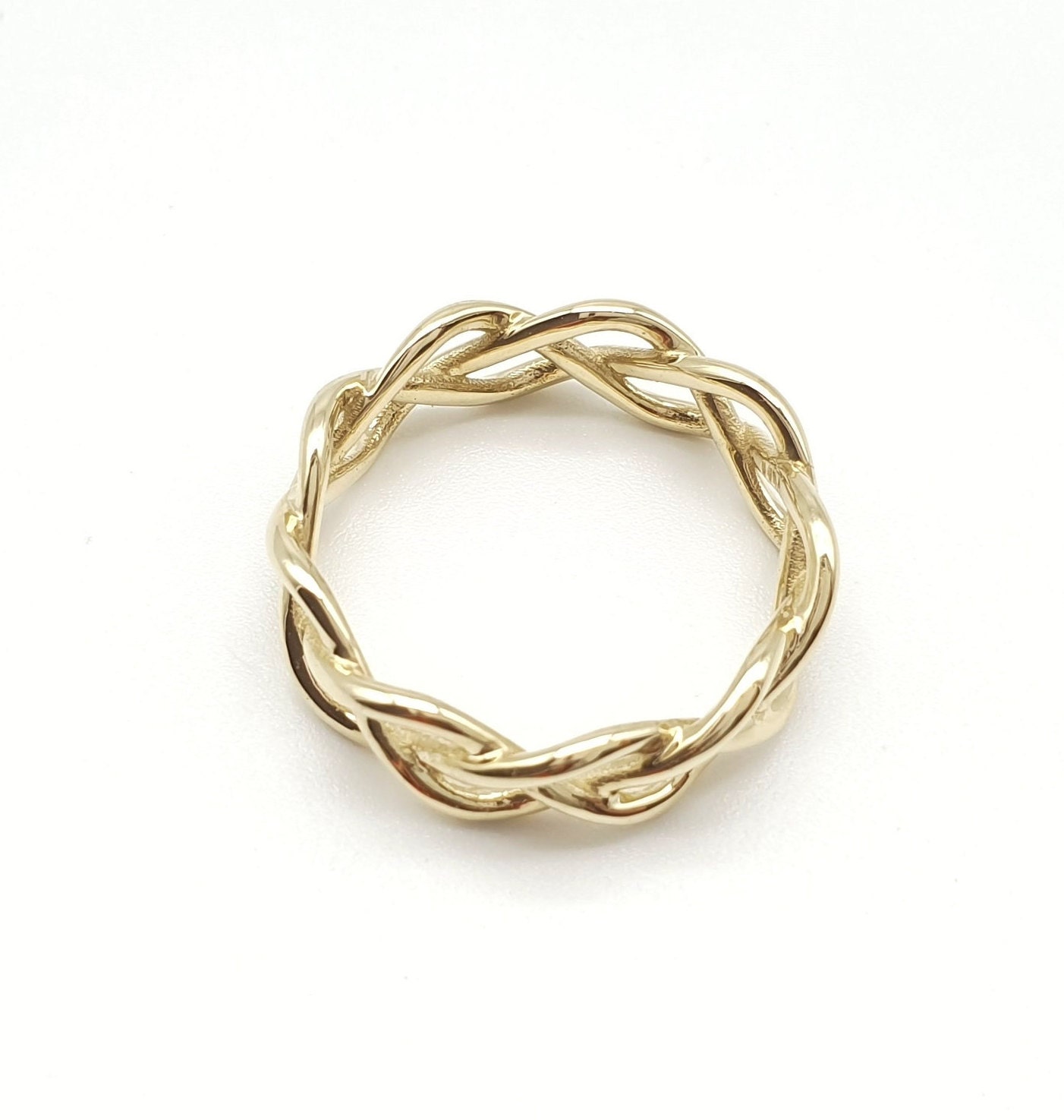 14k Solid Gold Braid Ring - Etsy