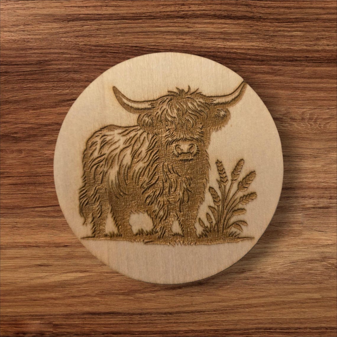 Highland Cow Coaster Wooden Drink Coaster Set Farmhouse Decor Rustic ...