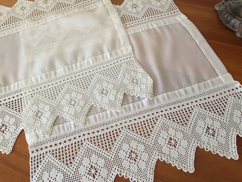 A Pair of Small Silk and Crochet Lace Tablecloths - Etsy Australia