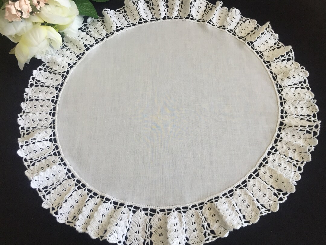 Large Vintage Table Centre Doily With a Ruffled Crochet Lace Border - Etsy