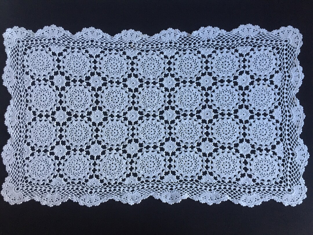 Small Vintage Crochet Lace Coffee Table Runner or Centrepiece - Etsy