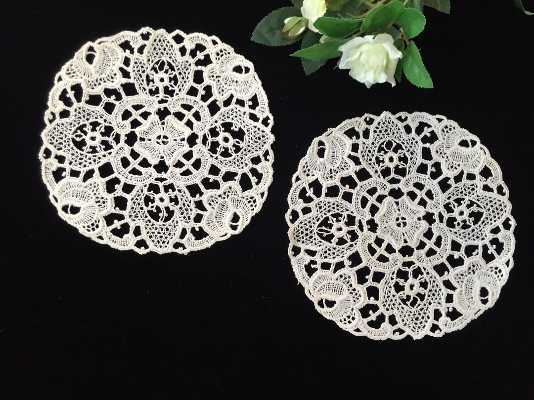 A Pair of White Handmade "halas" Style Needle Lace Doilies - Etsy Australia