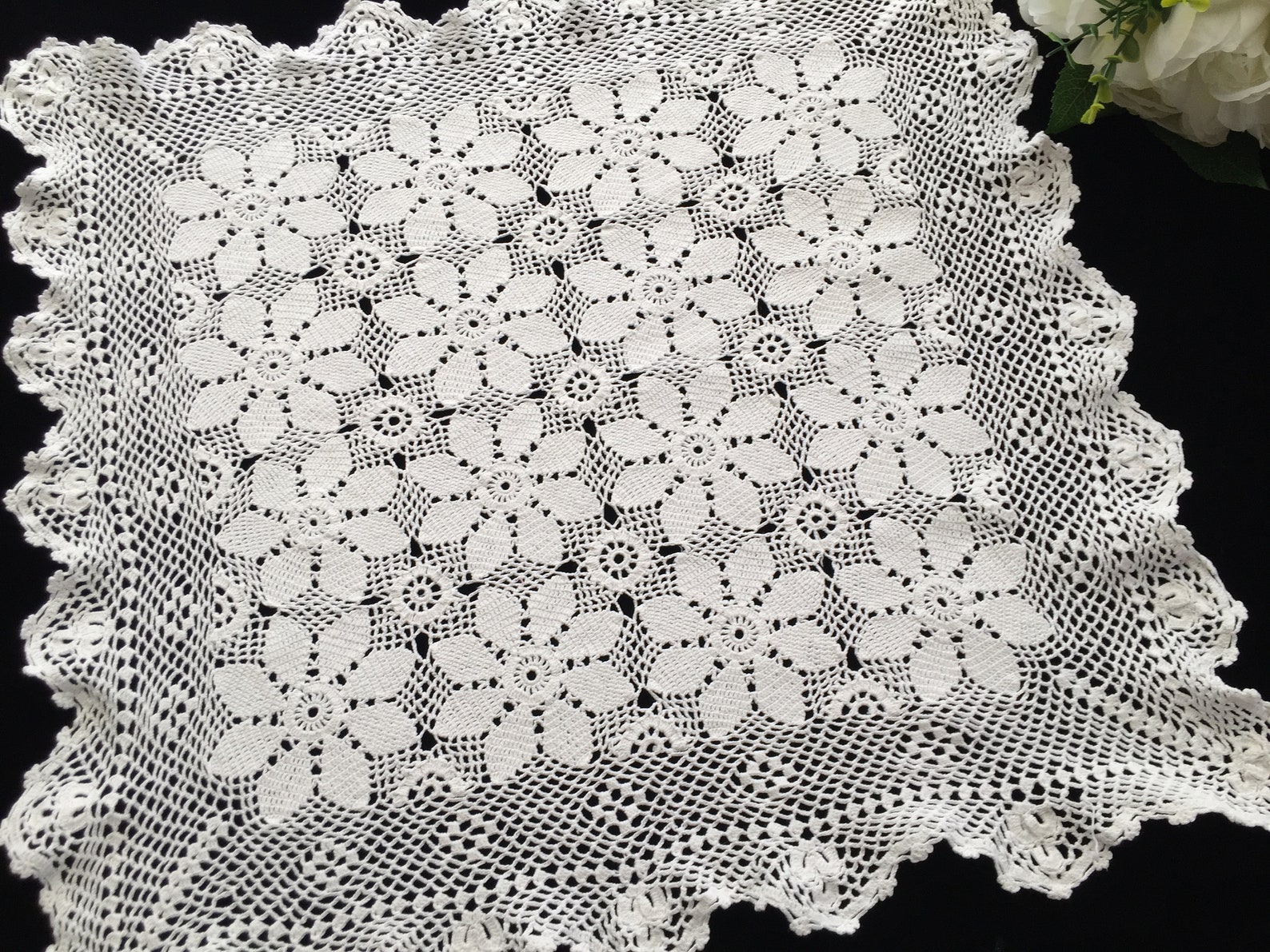 Small Crochet Lace Tablecloth - Etsy Australia