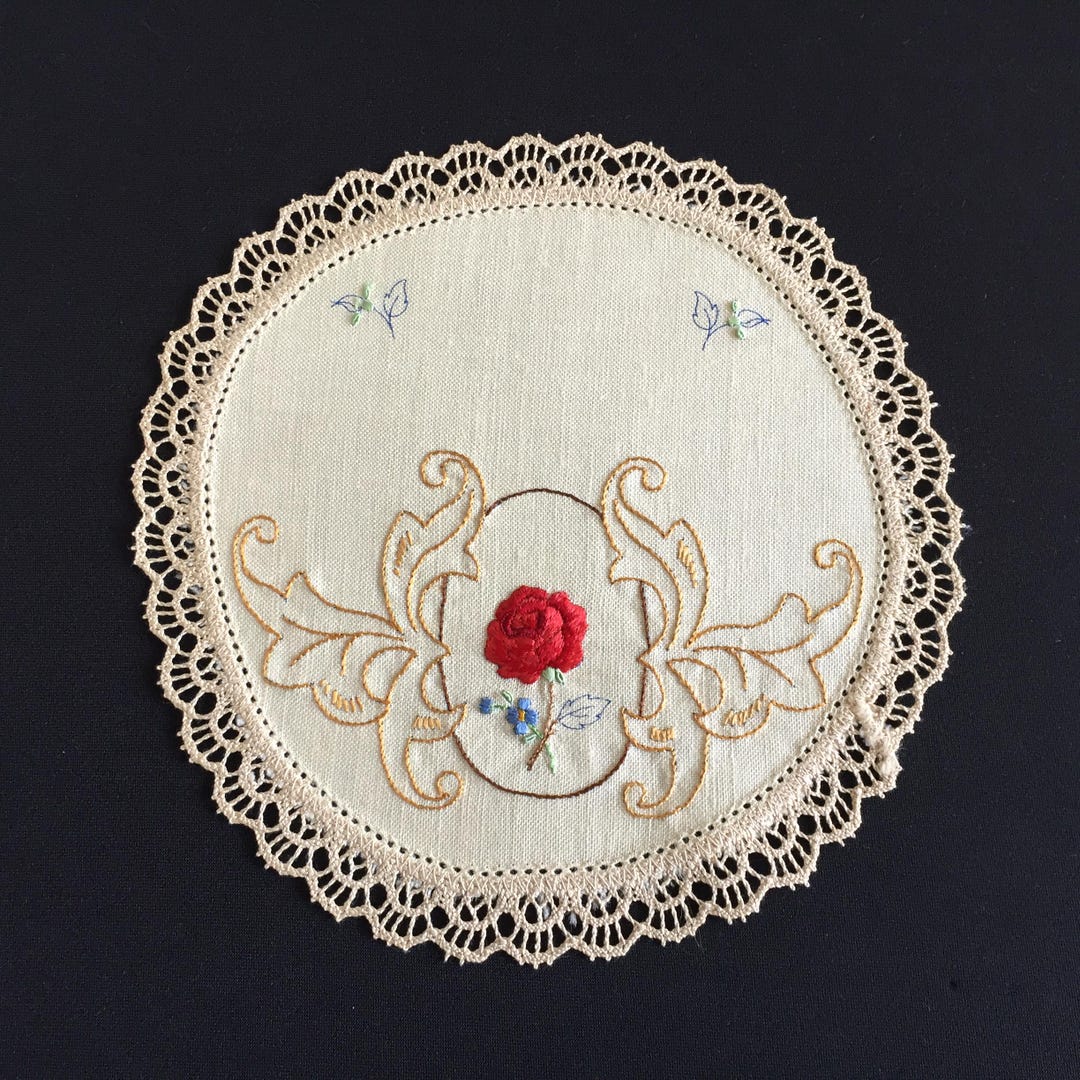 Vintage 8" Unfinished Doily to Embroider: Cameo Rose Pattern - Etsy