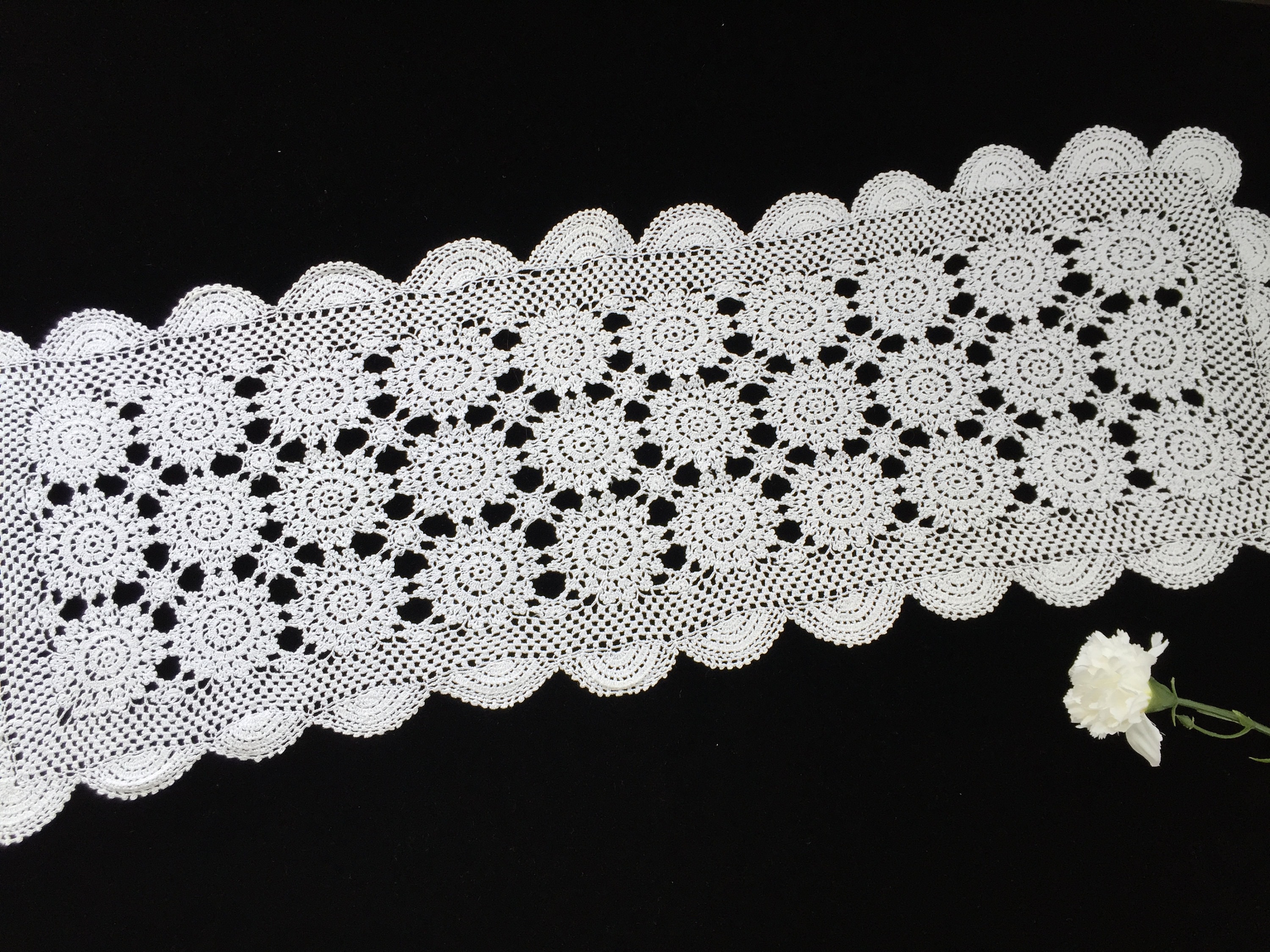 White Crochet Lace Table Runner - Etsy UK