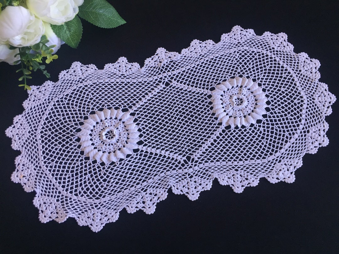 Oblong Crochet Lace Doily or Table Centerpiece - Etsy