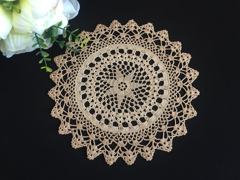 Vintage Crochet Lace Doily - Tea Dyed Natural Colours - Etsy