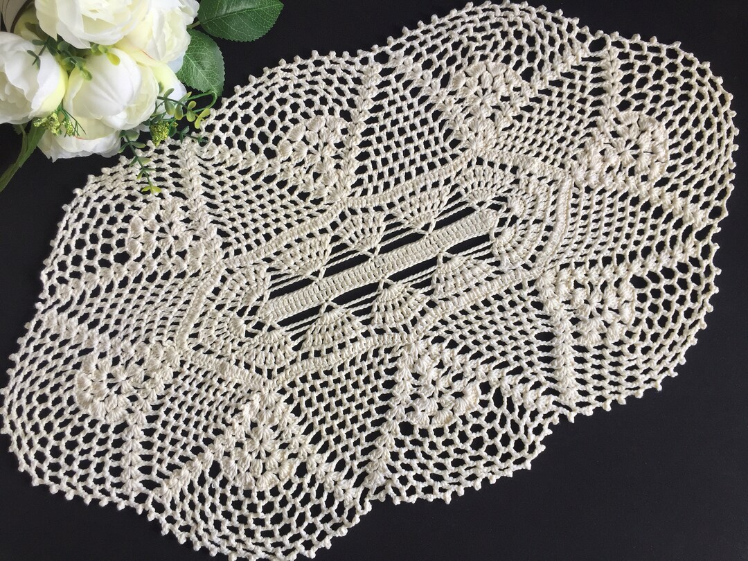 Rustic Vintage Crochet Lace Table Centrepiece - Etsy