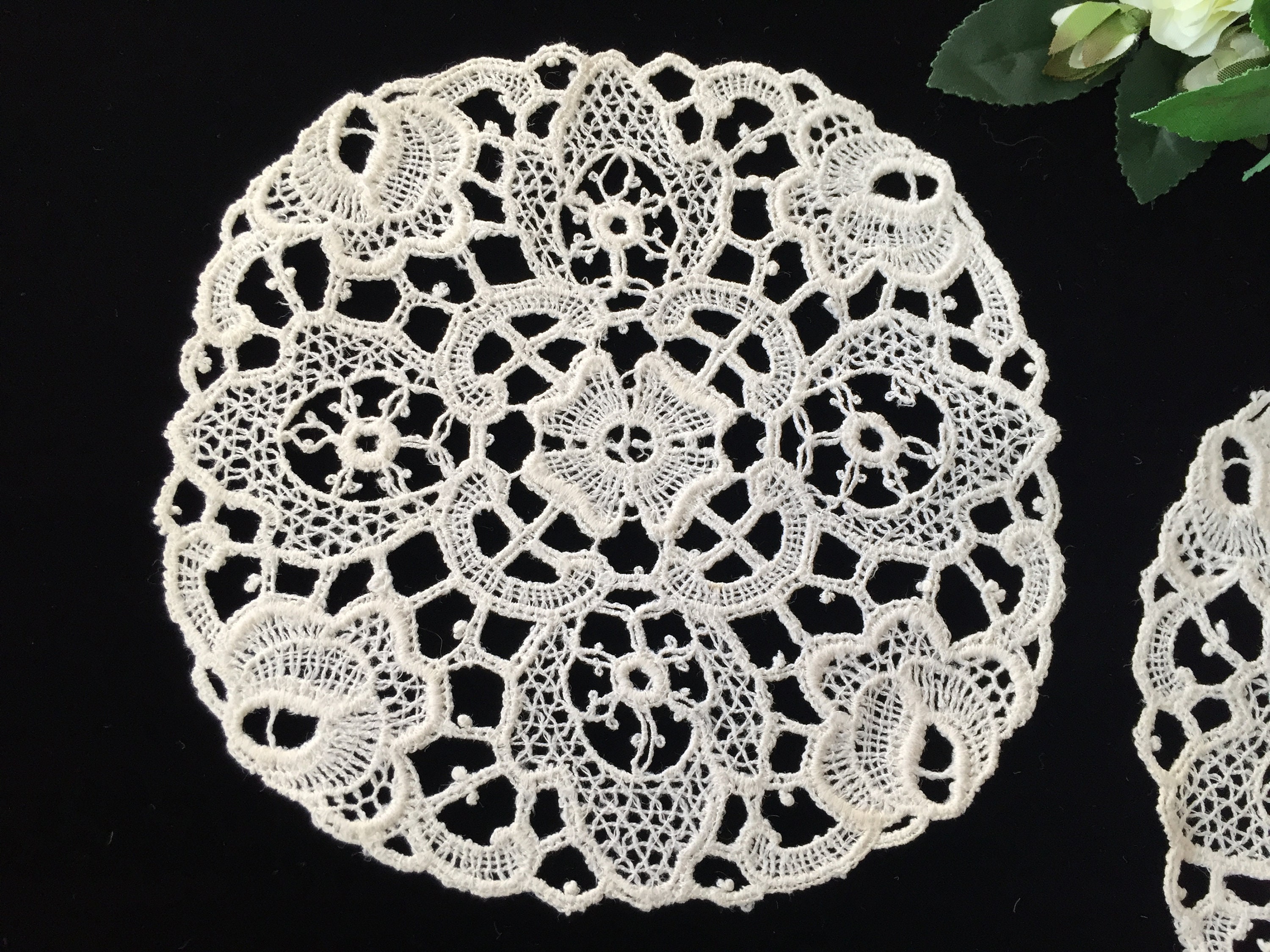 A Pair of White Handmade "halas" Style Needle Lace Doilies - Etsy Australia