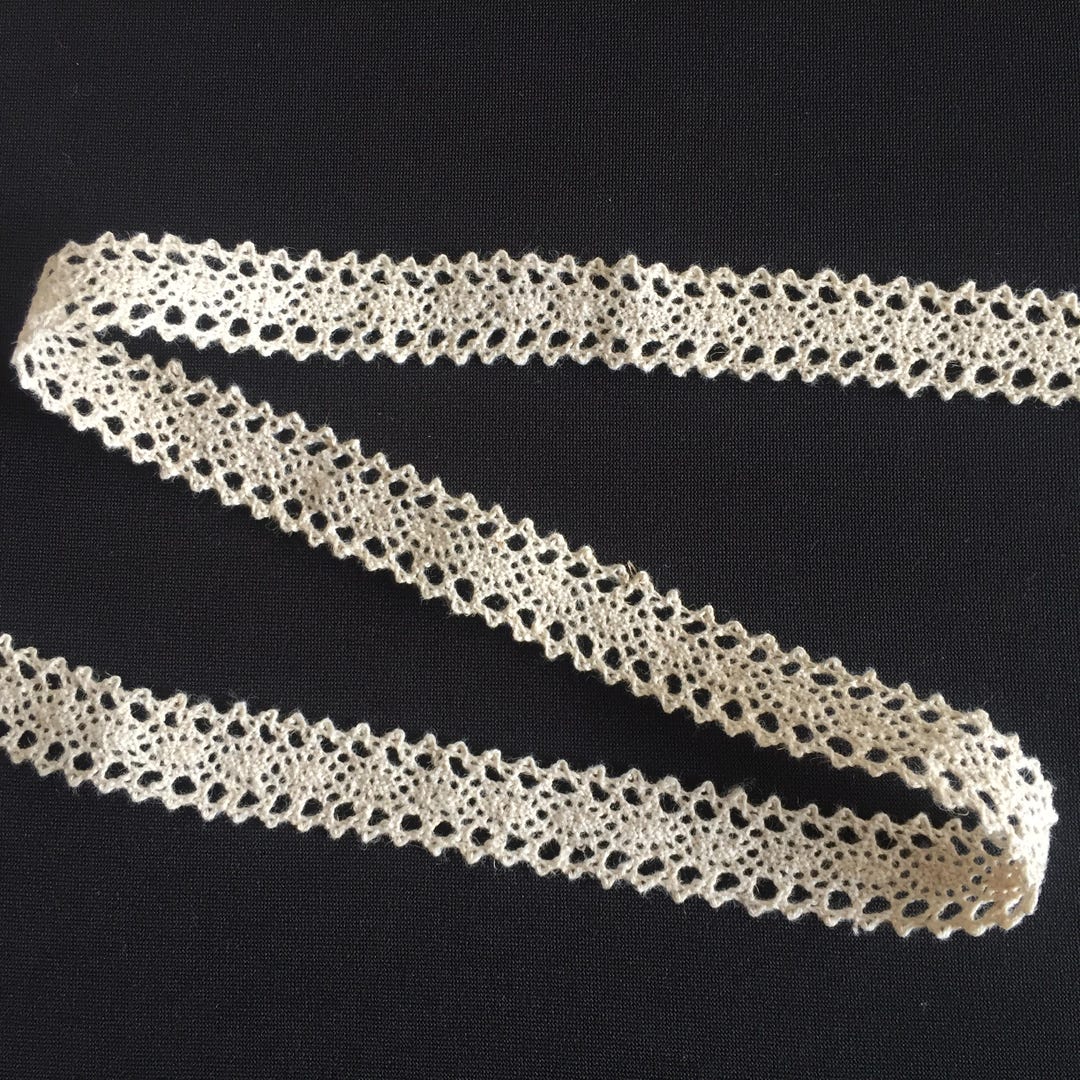 Cotton Lace Trim Ecru (latte Coloured) Unused Vintage 18 Mm Wide, 100 ...