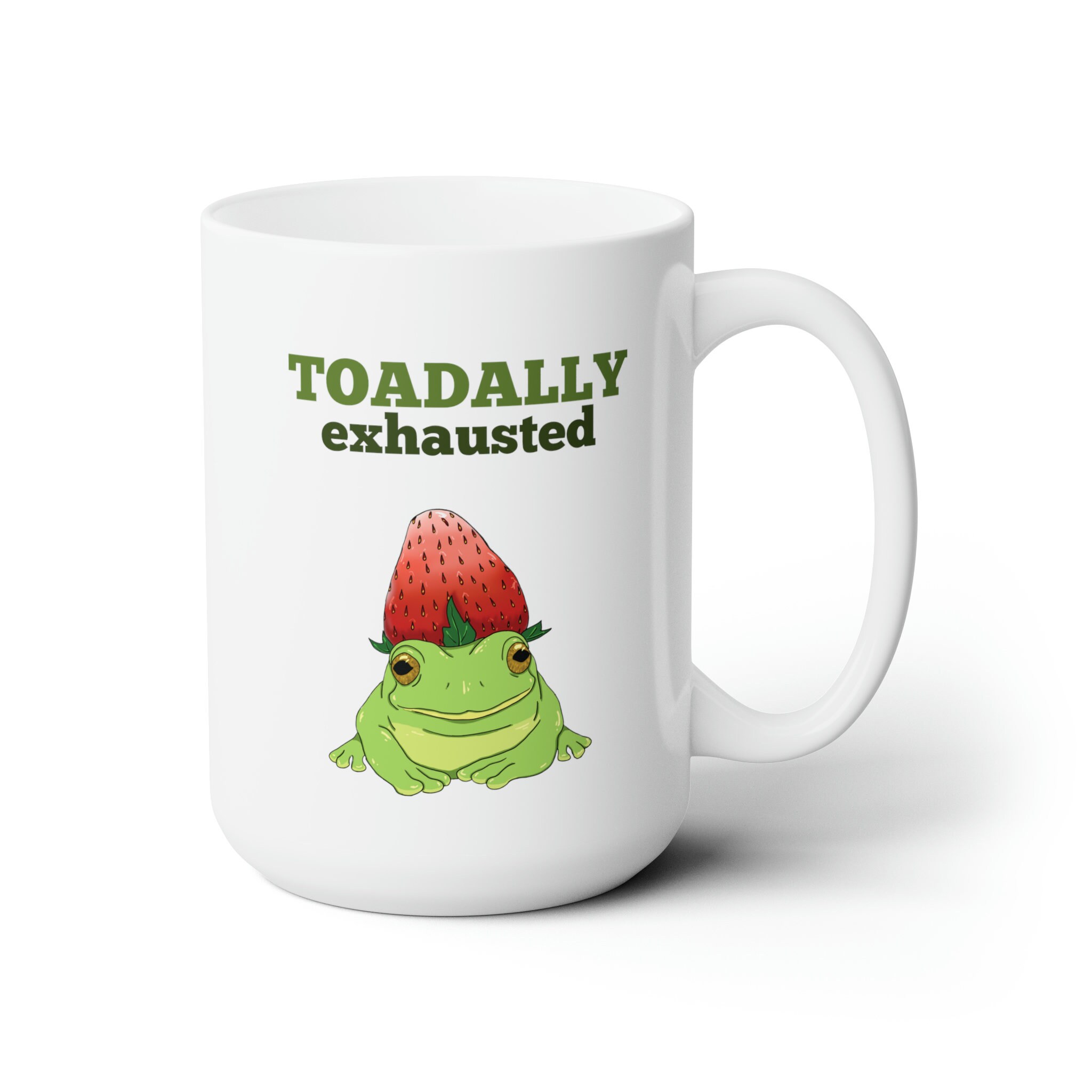 Toadally Exhausted Cute Frog Strawberry Coffee Cup Ceramic Mug 15oz - Etsy