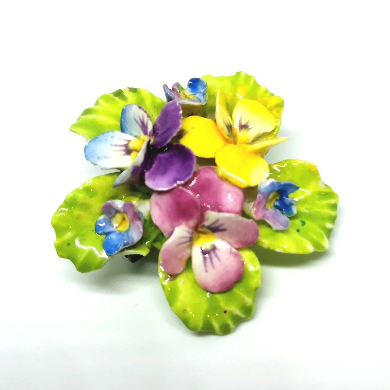 Pair Ceramic Floral Brooches. Two Flower Pins. 1950s Mid - Etsy