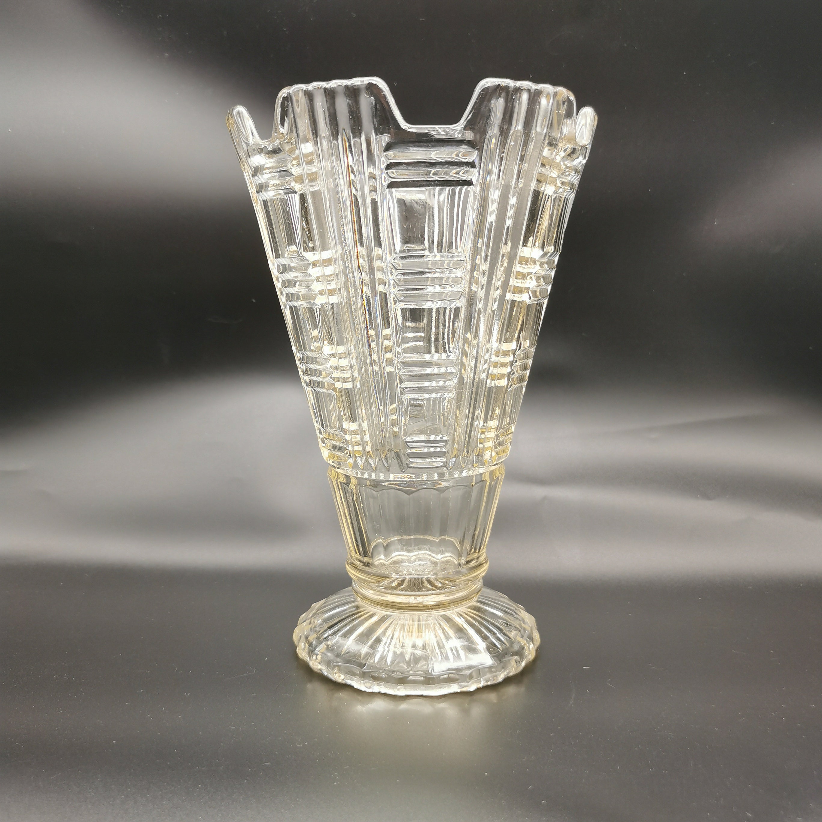 Vintage Art Deco 1930s Sowerby Clear Flint Glass Vase. - Etsy