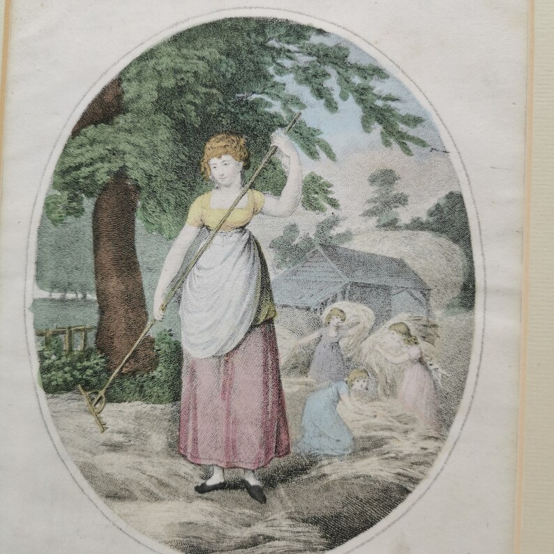 Antique Mounted Art Print of the Pretty Haymaker. Edwardian Art. - Etsy